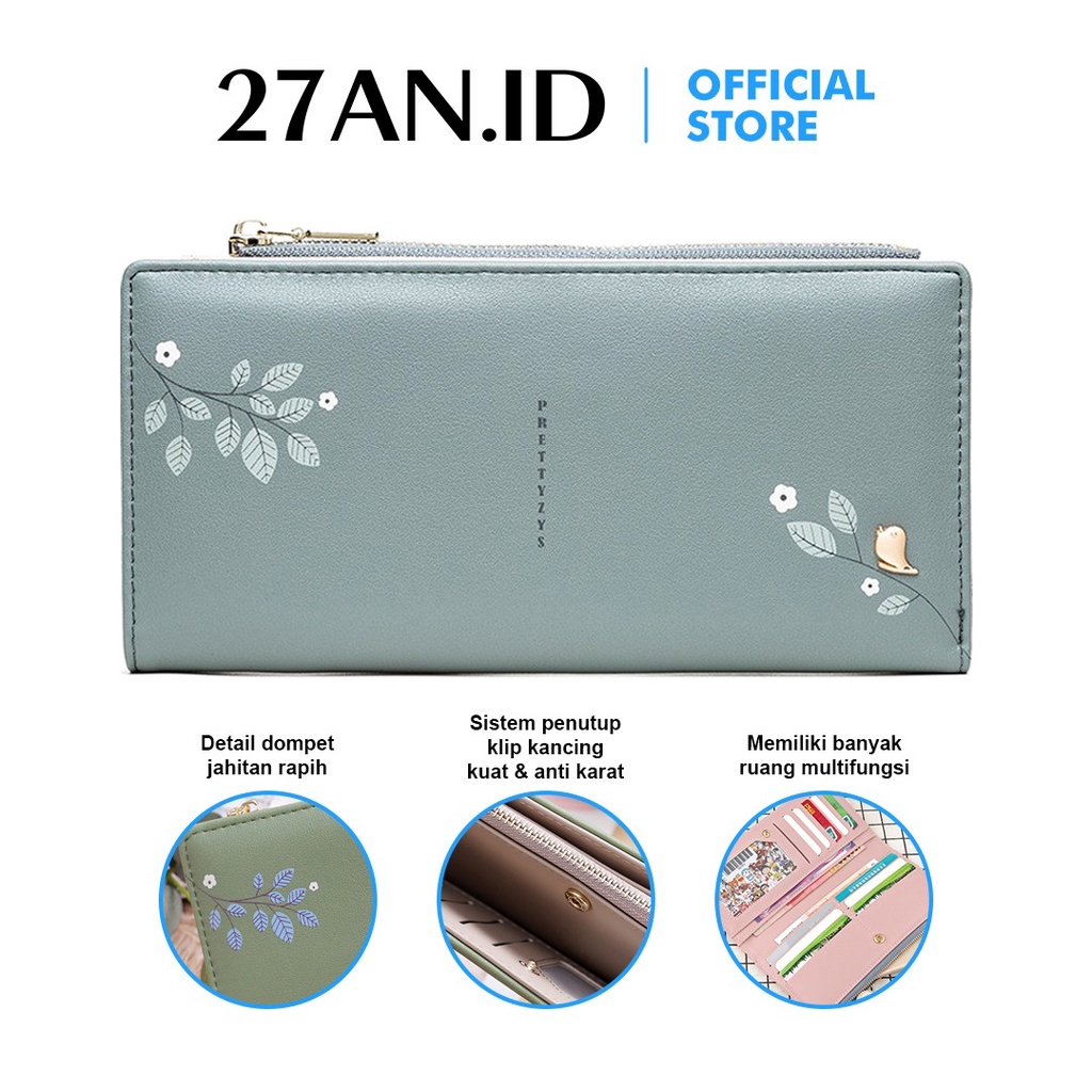 (27Mws) Women's Long Wallet AS3016 Long Wallet Leaf And Bird Pattern ...