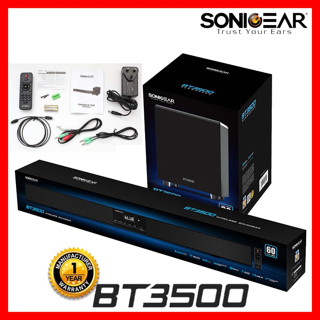 SonicGear SonicBar BT-3500 Soundbar and Subwoofer | Optical Line-In ...