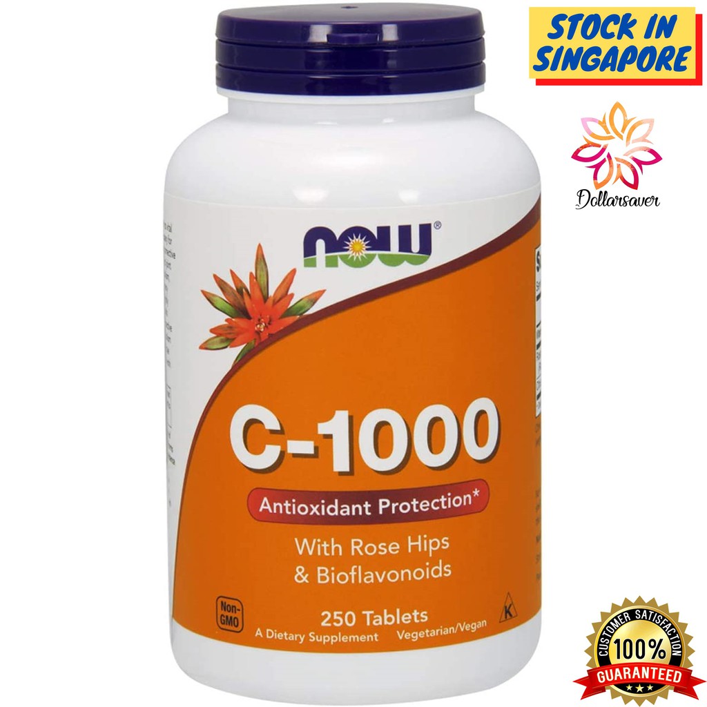 Vitamin C 1000 mg Tablet Supplement Now Foods, Sustained Release Rose Hips Bioflavonoids Tablet ...