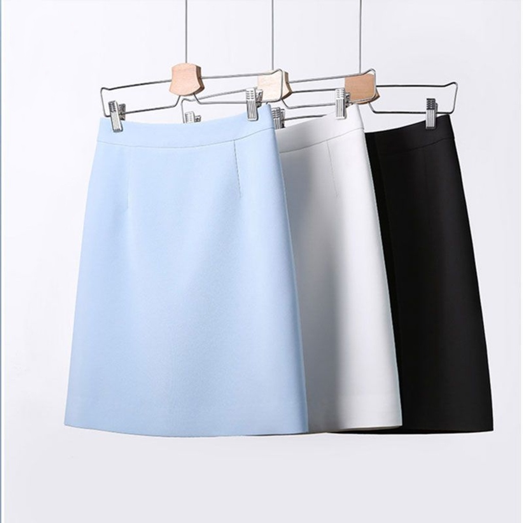 Women A-line Skirts Black High Waist Skirts Zipper All-matched | Shopee ...
