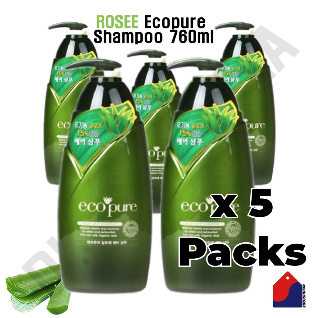 [Somang] 5 PACKS Rosee Ecopure Soothes the scalp Aloe shampoo 760m ...
