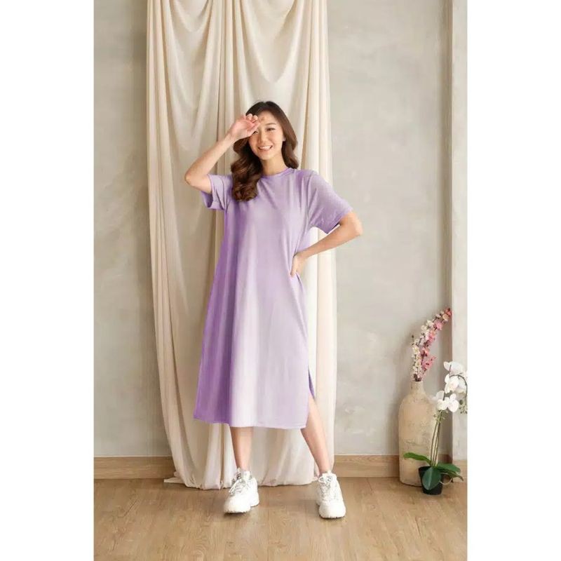 Best Selling!! Tunic MIDI DRESS BASIC PLAIN PASTEL Color LILAC OVERSIZE ...