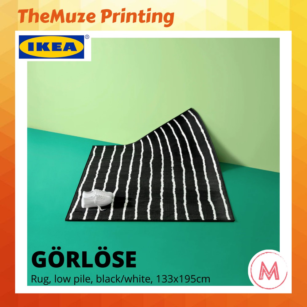 IKEA GORLOSE Carpet, Zebra Carpet, Rug, low pile, black/white ( 133x195 ...