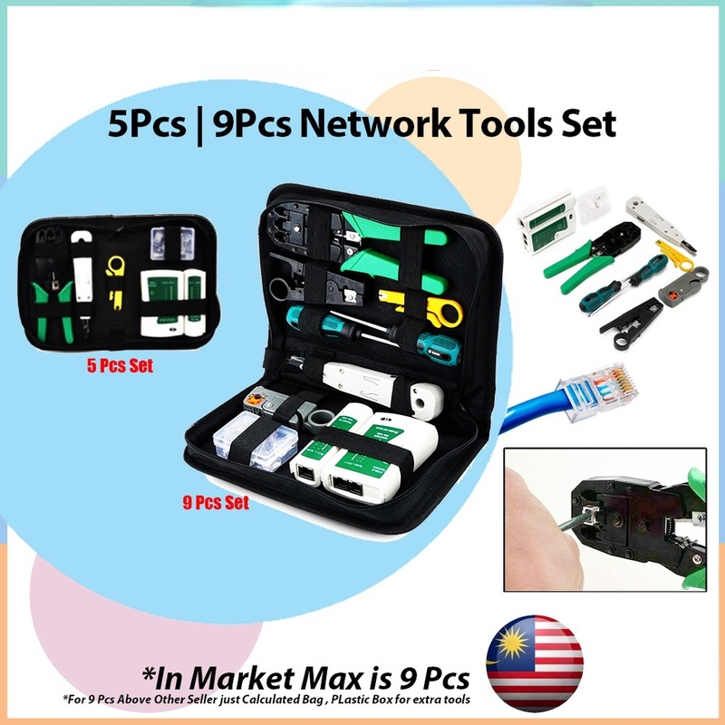 9pcs/5pcs Network Tester Repair Tool Kits Lan Tester Crimping Pliers ...