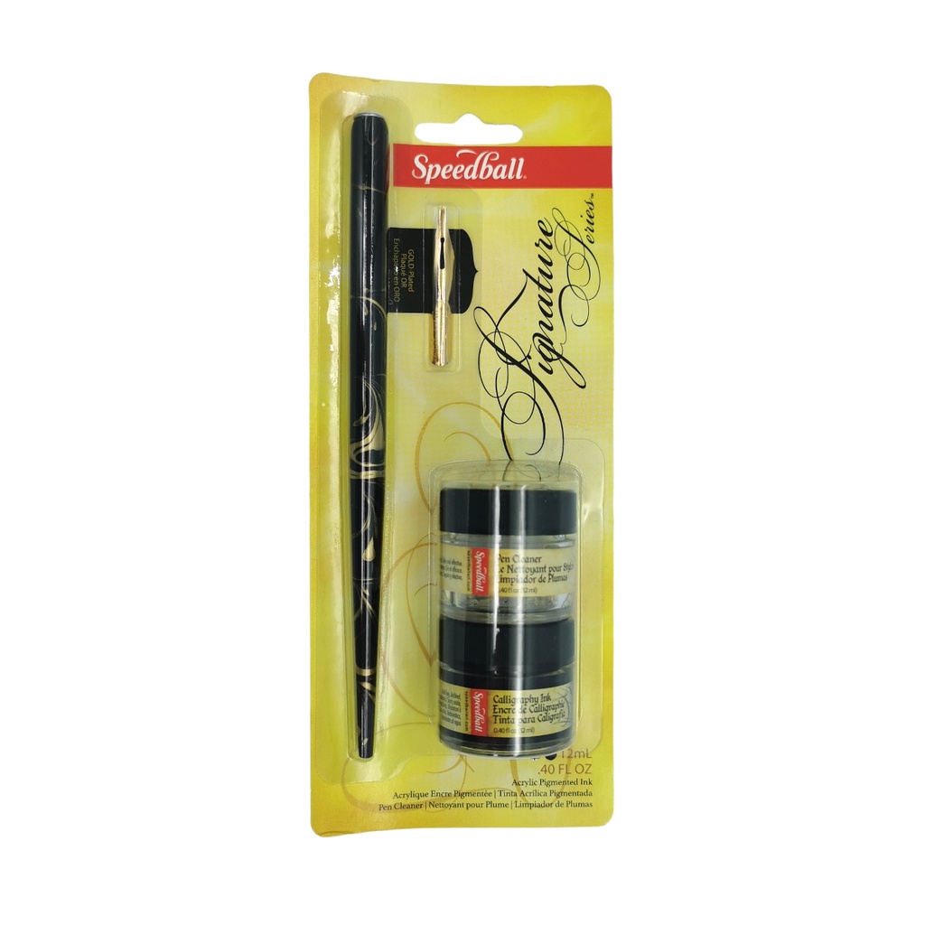 Speedball Signature Series Pen Cleaner with Black Calligraphy Ink Set ...