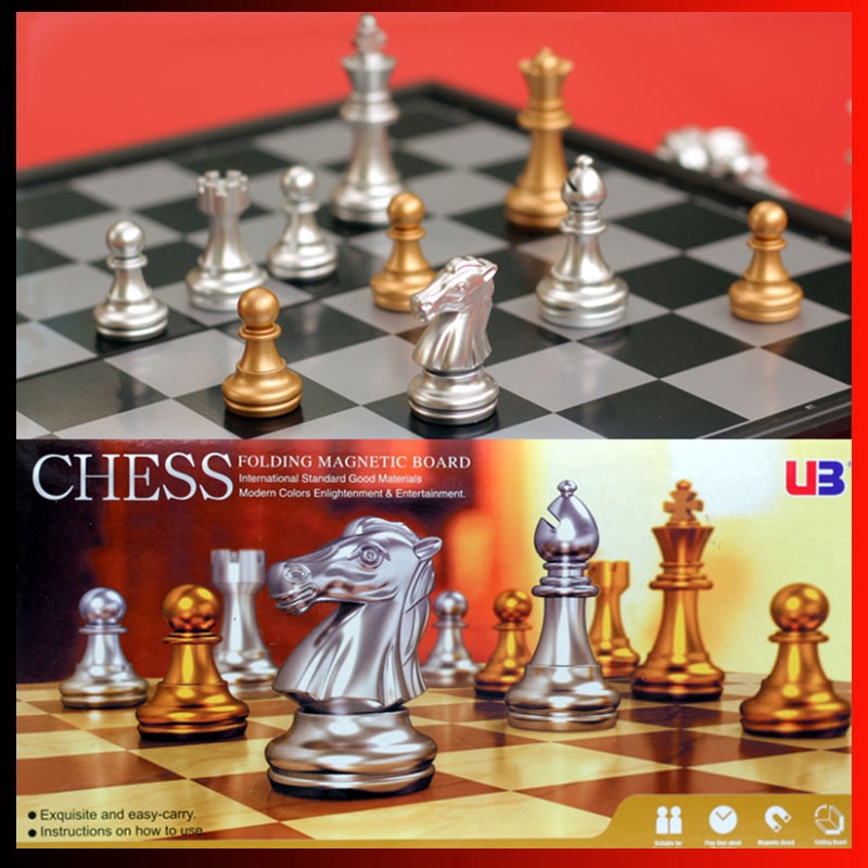 【Ready Stock】UB Magnetic Chess Gold and Sliver International Chess 2 ...