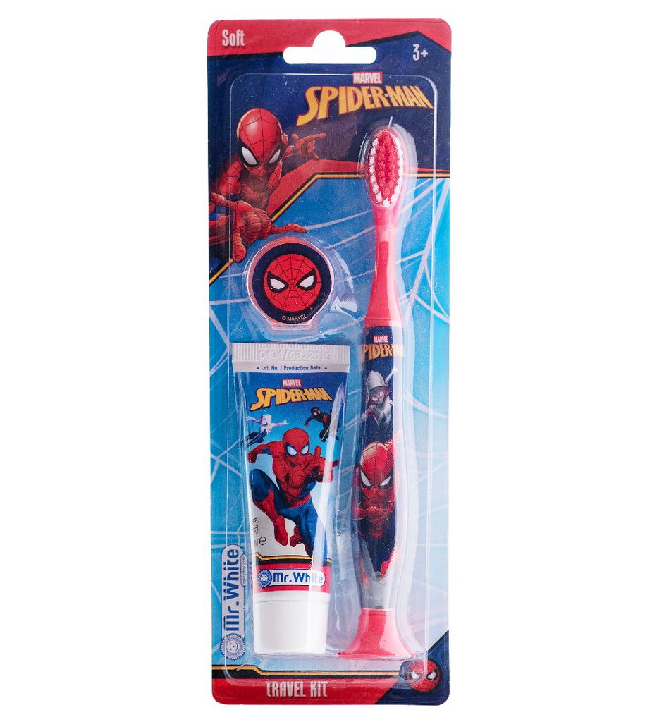 Mr White Spiderman Travel Kit Toothbrush With Toothpaste 25ML | Shopee ...