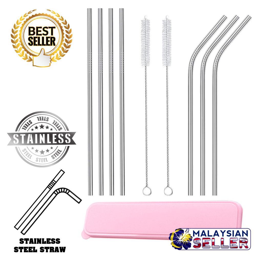 ELT STAINLESS STEEL 7 STRAW Drinking Set with box | Shopee Singapore