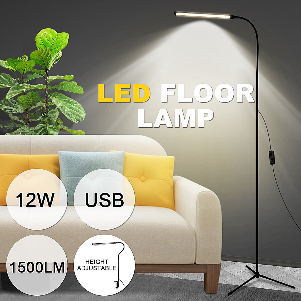 Black/White Modern Touch LED Standing Floor Lamp Reading for Bedroom ...