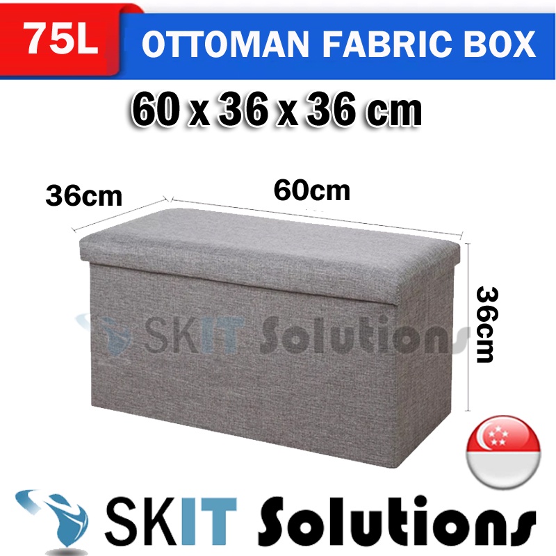 Ottoman Fabric / Leather Storage Box Foldable Sofa Seat Stool Organizer ...