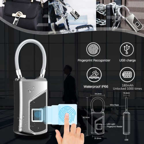 Waterproof Smart Keyless Fingerprint Padlock With Bluetooth APP anti ...