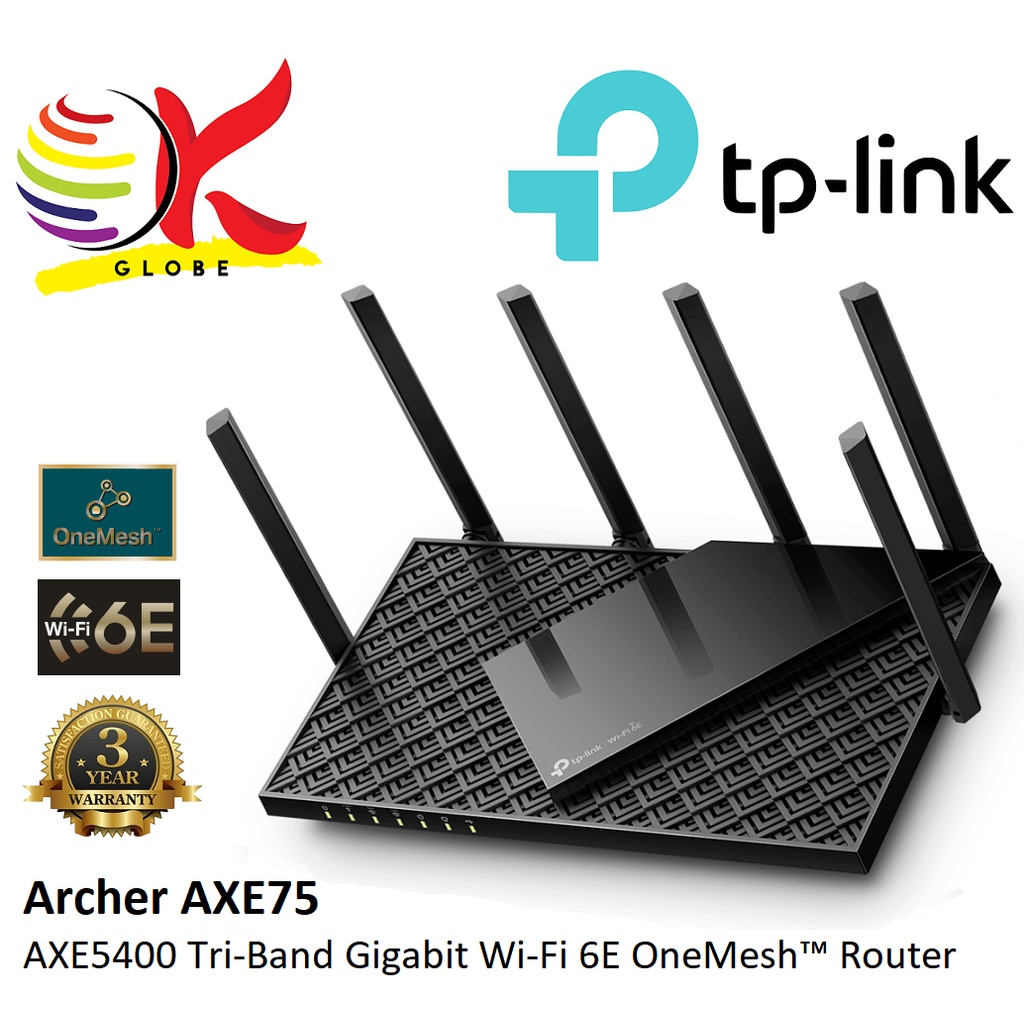 TP-LINK ARCHER AXE75 AXE5400 TRI-BAND GIGABIT WI-FI 6E ROUTER WITH ...