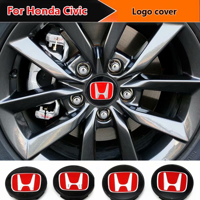 Honda Civic Fc 2016-2021 69mm Rim Centre Cap Red Logo 4PCS Wheel Hub ...