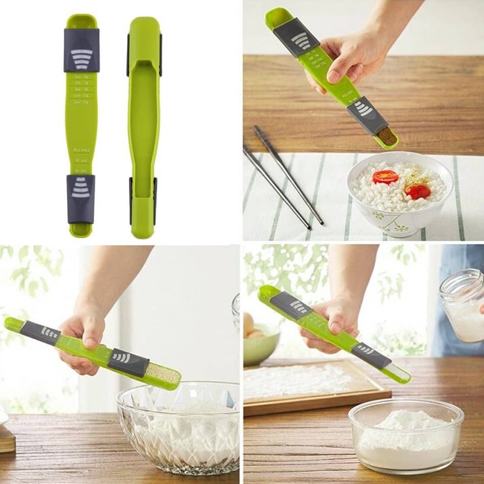 Adjustable Scale Measuring Measure Cup Spoon Powder Metering Teaspoon ...