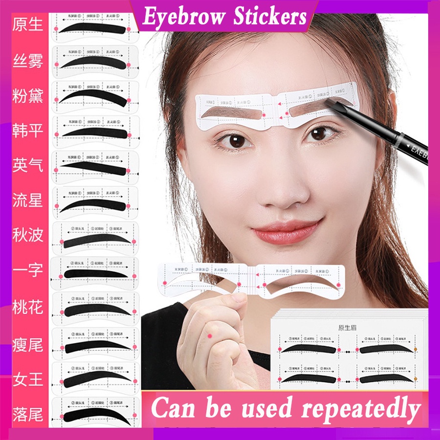 26 Pcs/Set The new one-piece eyebrow stickers 12 types of eyebrow ...