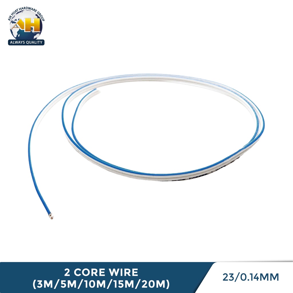 (Loose Cut) 2 Core Flexible Cable (23/0.14mm) Blue White Twin Flat Wire ...