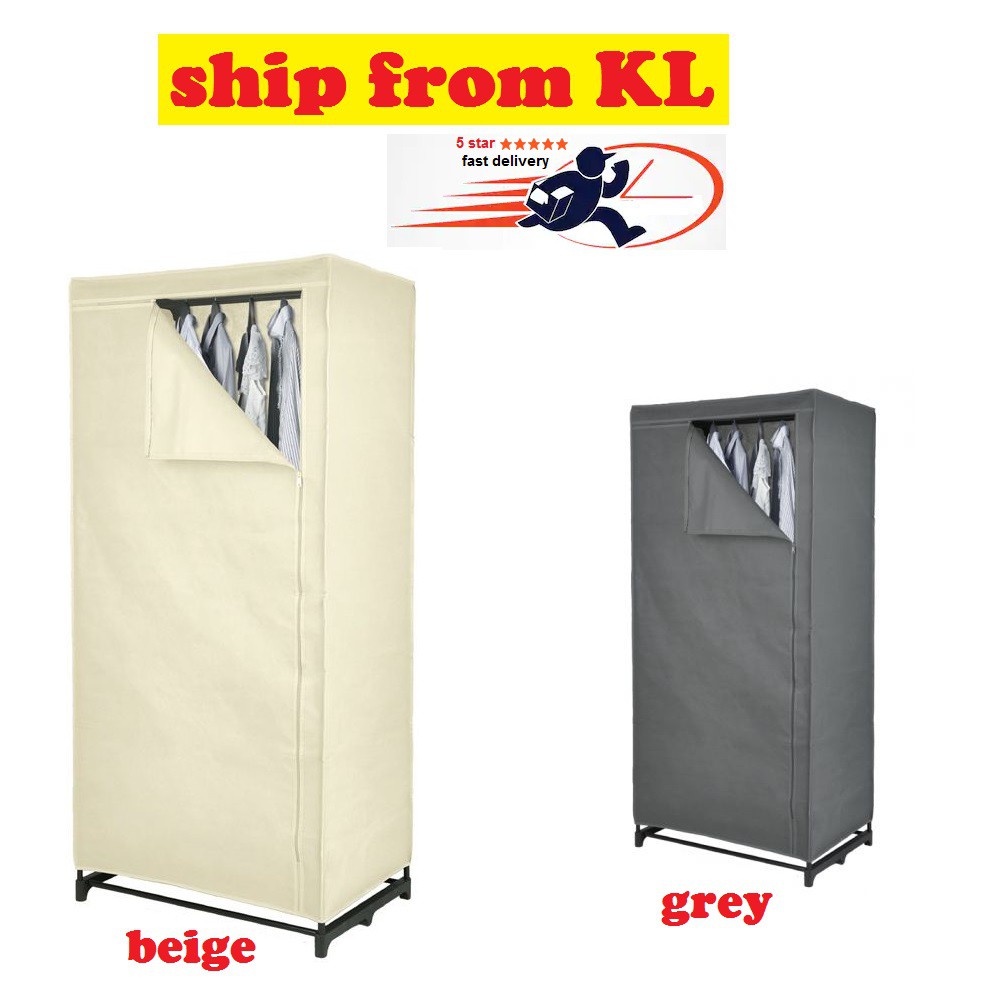 Rak Almari Bajet Kain Baju Pakaian Budget Cloth Rack Wardrobe Kolej ...