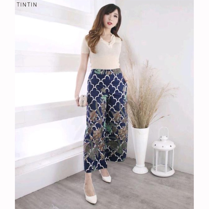 Evercloth Tintin Women's Long Batik Culottes Pants Long Culottes Batik ...