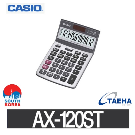 Casio AX-120ST 12 Digits Calculator (Metal Faceplate, 2 Way power ...