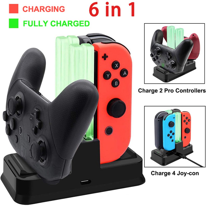 6 In 1 Nintend Switch LED Charger Dock Charging Station for ...