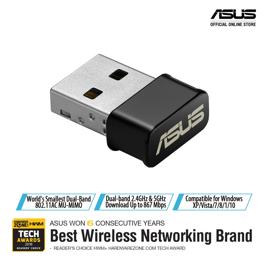 ASUS USB-AC53 Dual-band Wireless-AC1200 USB Adapter | Shopee Singapore