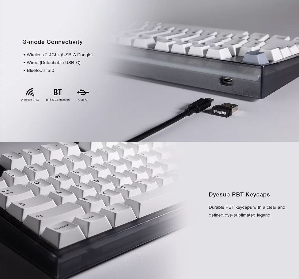 Tecware Veil 80 3-Mode Wireless Mechanical Keyboard | Shopee Singapore