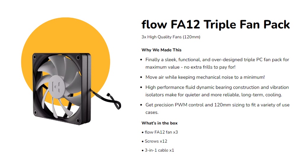 HYTE Flow FA12 120mm 3 Fan Pack | Shopee Singapore