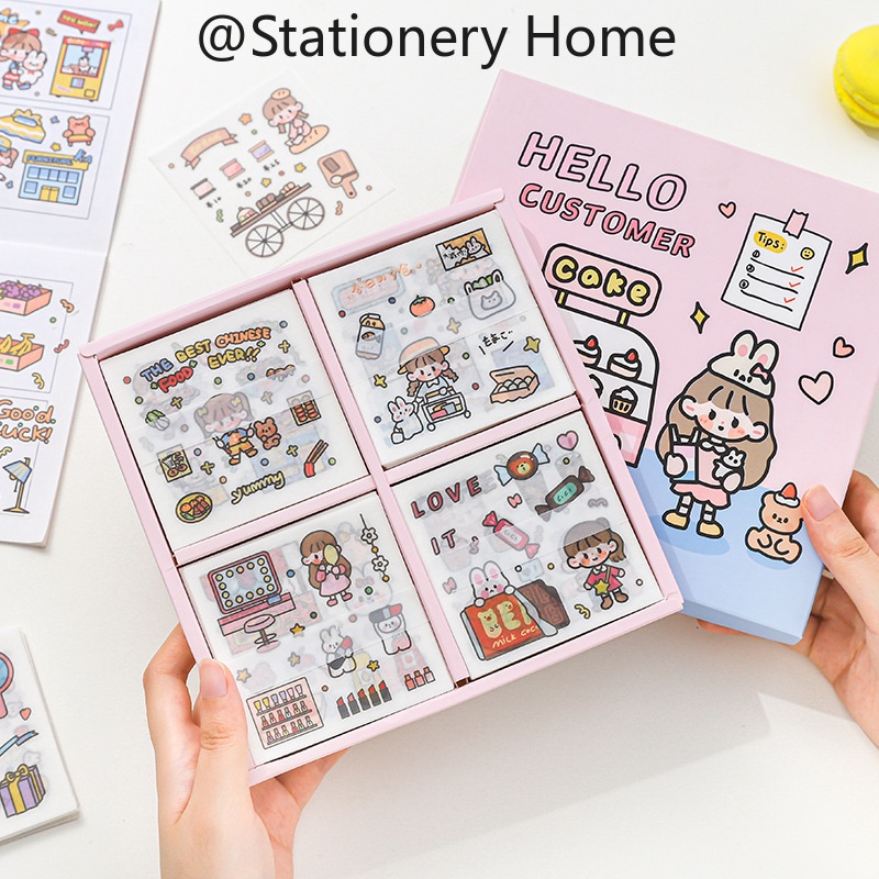 100PCS Cute Girls Sticker Gift Box Cartoon Boxed Stickers Korean ...