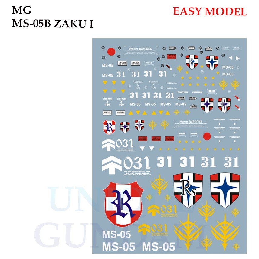 [EASY MODEL ] MS-05B ZAKU I WATER SALIDE DECAL EASY MODEL62359/62343 ...