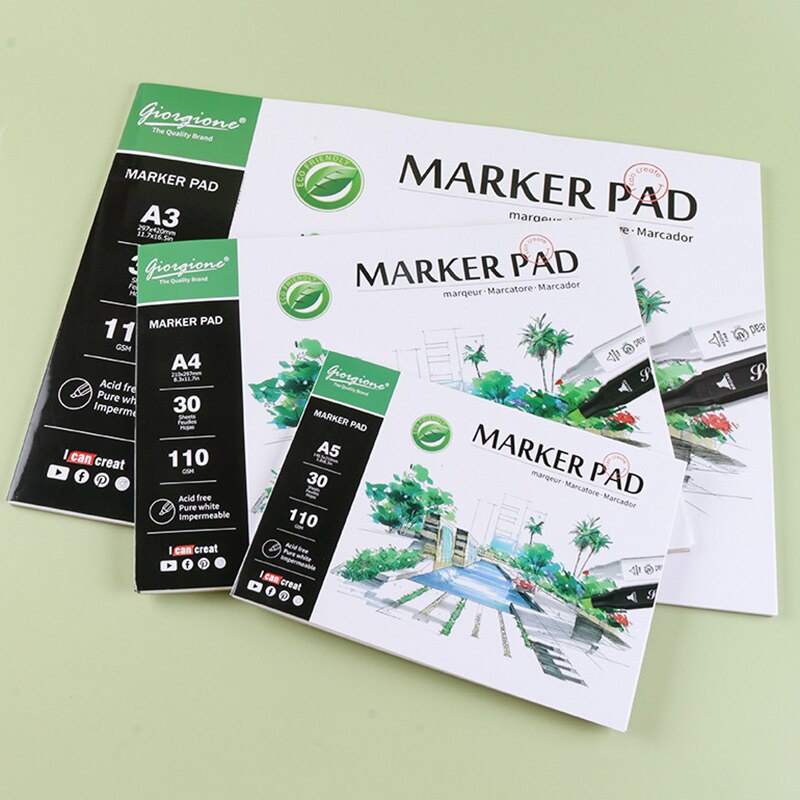 Marker Pad A3/A4/A5 Marker Pen Drawing Book 110gsm Painting Paper 30 ...