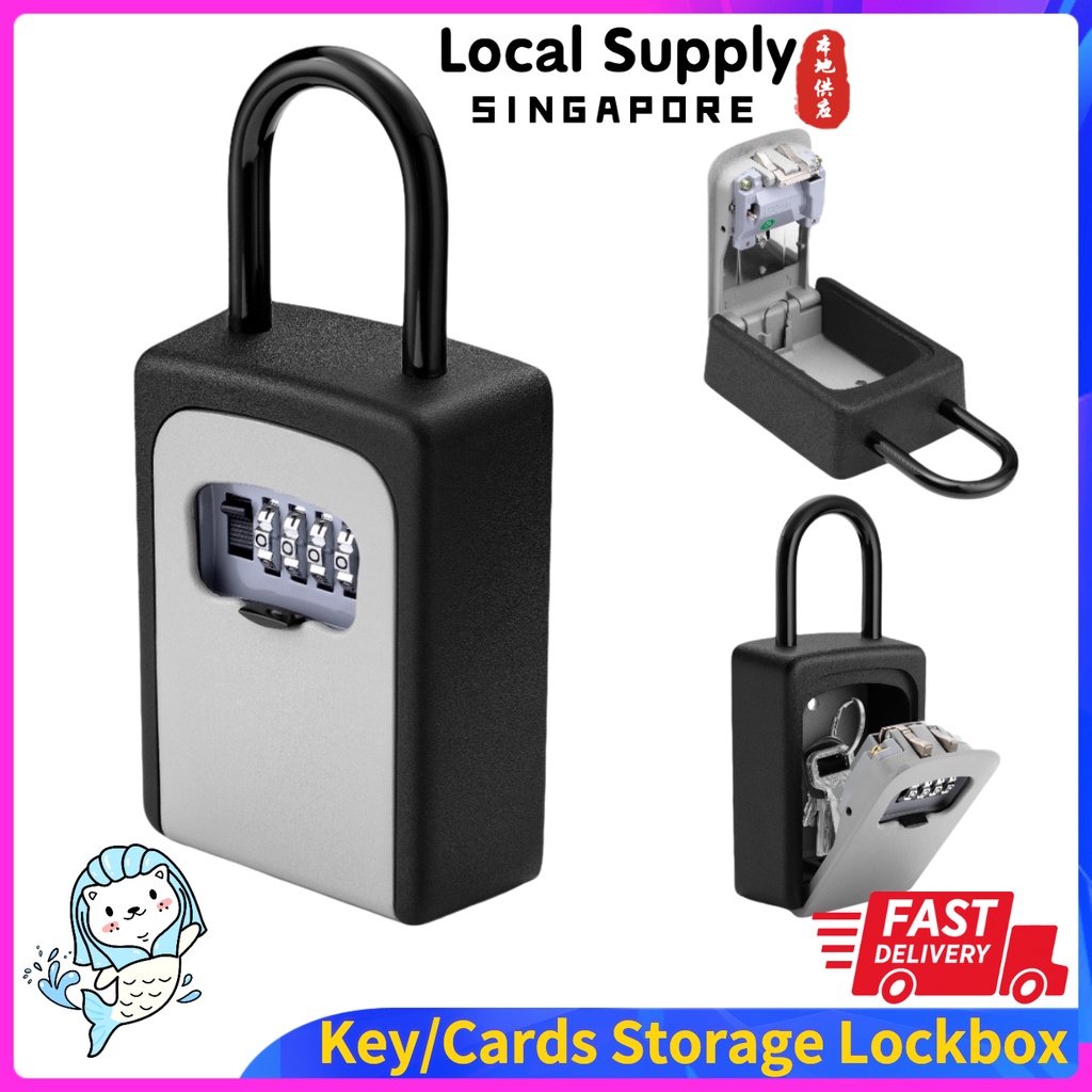 Key Storage Box with Key Hook/Wall Mounted 4 Digit Combination Padlock ...