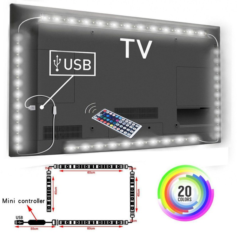 LED Strip for TV Background USB DC5V 5050 RGB Color Changeable ...