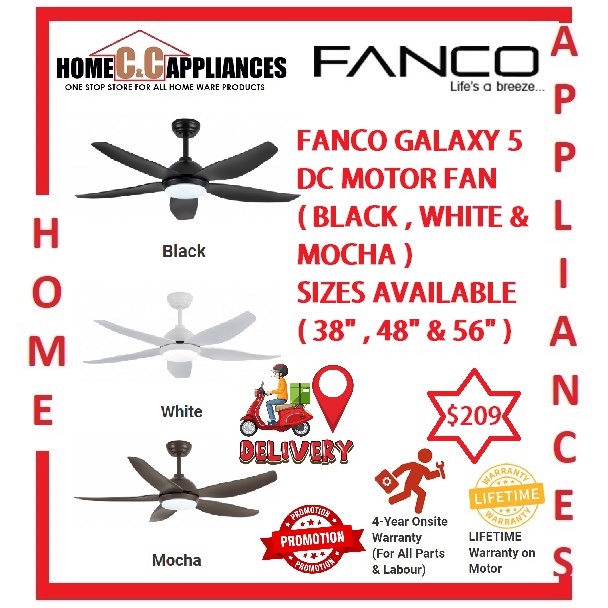 (Promotion) Fanco GALAXY 5 DC Motor Ceiling Fan With Tri Color Light ...
