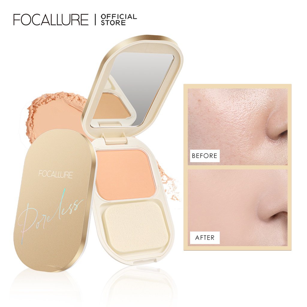 Focallure 2 Way Cakes Full Coverage Compact Powder Golden Long-wearing ...
