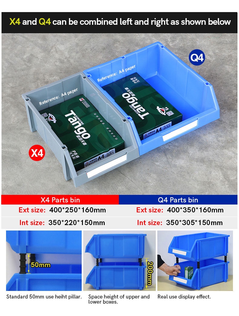 LEADLOONG-X Series | Plastic stackable parts bin for warehouse Shelf ...
