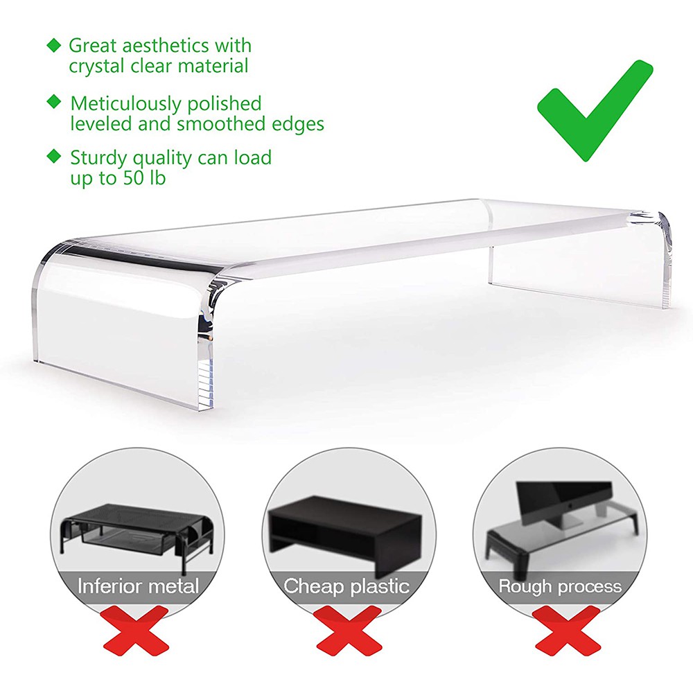 Acrylic Computer Monitor Laptop TV Stand Riser 12MM Thickness | Shopee ...