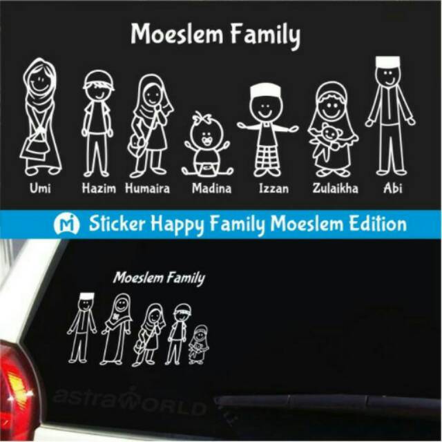 Happy Family Moeslem Edition Sticker / Muslim Family Sticker | Shopee ...