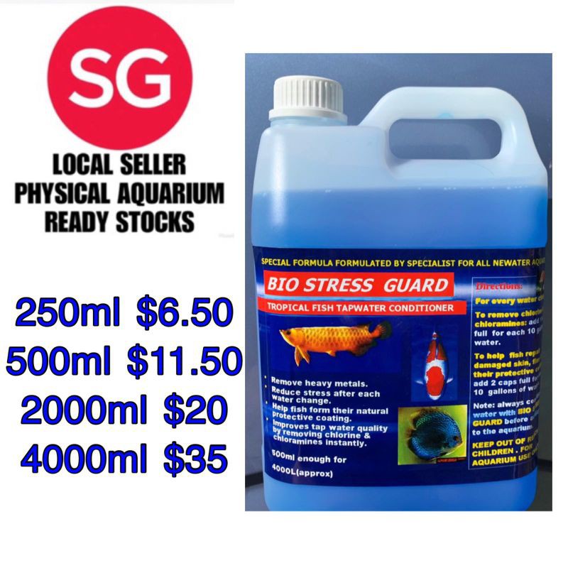 Bio Stress Guard Anti Chlorine Fish Care 2L & 4L (2L for 16000L of ...