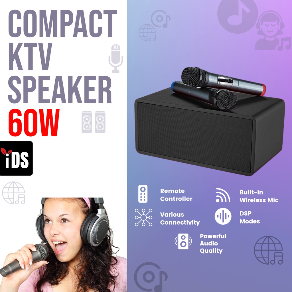 [iDS] Karaoke Soundbar Wood Enclosure Speaker KTV System Echo Wireless ...