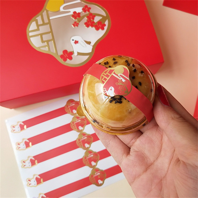 ONE 50x/Set Adhesive Long Style Packaging Label Stickers for Mooncake ...
