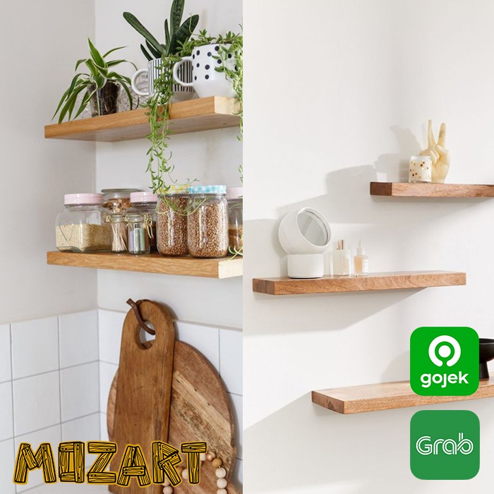 KAYU Floating shelf Natural Dutch Teak Wall shelf | Shopee Singapore