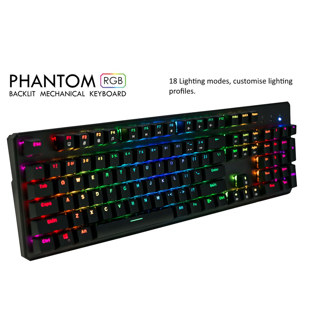 Tecware Phantom RGB Backlit Mechanical 104 Keys Keyboard Outemu Blue ...
