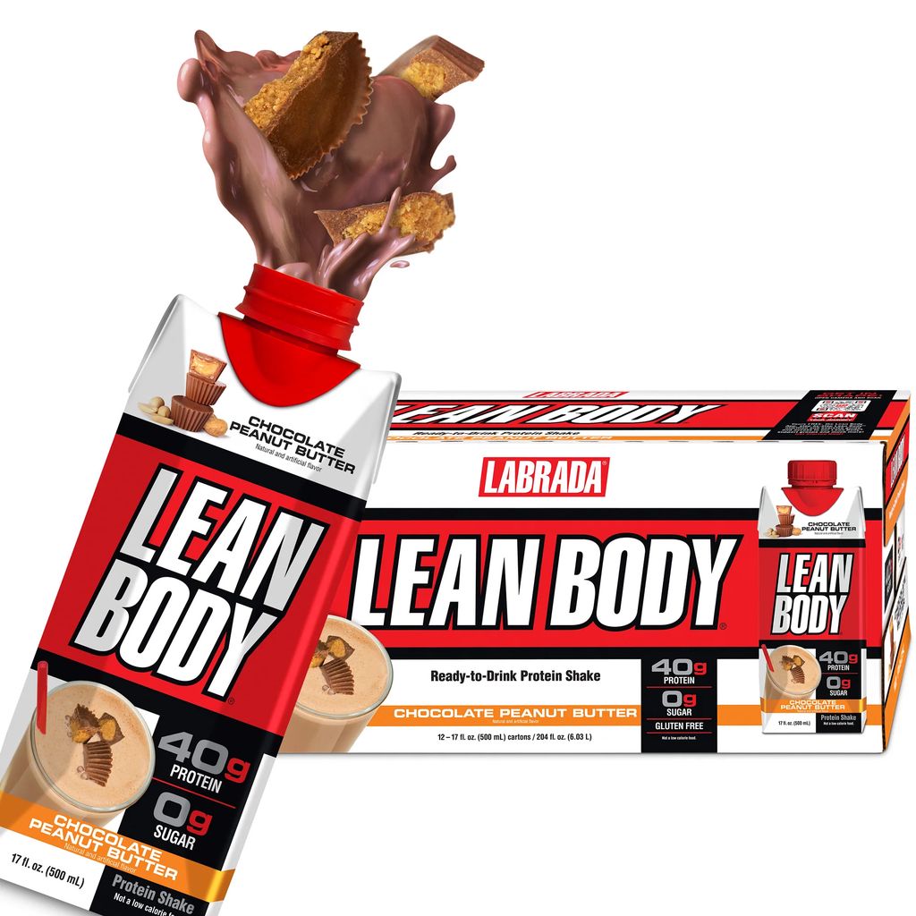 Labrada Lean Body RTD Protein Shake (500ml x 12 bottles) - Choc Peanut ...
