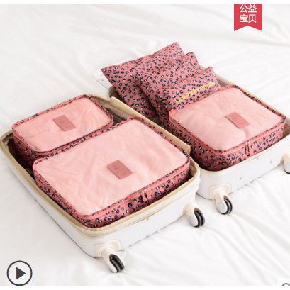 6 Pcs Set Travel Clothes Organizer Packing Cubes Printed Oxford Cloth ...