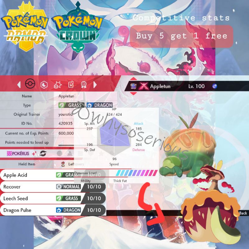 Nintendo Switch Pokemon Sword and Shield, Square Shiny GMAX Appletun ...