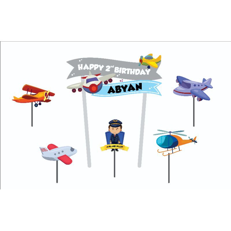 Plane Cake Topper / Pilot / Plane / Airplane PAKE Name | Shopee Singapore