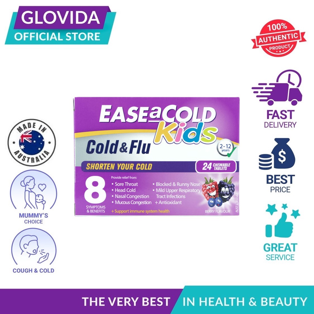 Ease-A-Cold Kids Cold & Flu Chewable Tablets 24's | Exp: Nov-25 ...