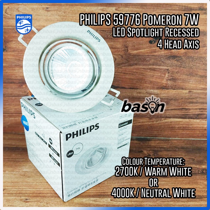 PHILIPS 59776 Pomeron 7W Recessed Spot LED - 4 Axis Spotlight Spotlight ...