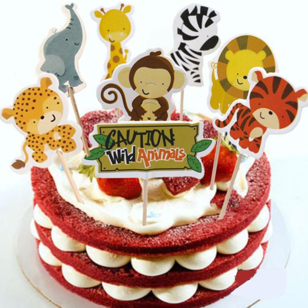 Zoo animals topper lion tiger zebra monkey giraffe wild safari animals ...
