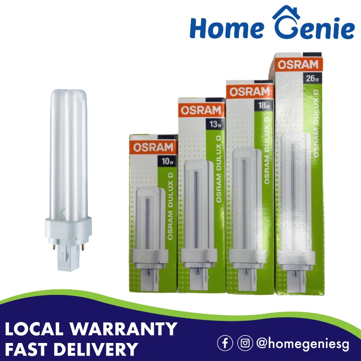 Osram Dulux D 2Pin PLC / PL-C G24d-1 10w/13w/18w/26w Day Light/Cool White/Warm White | Shopee ...